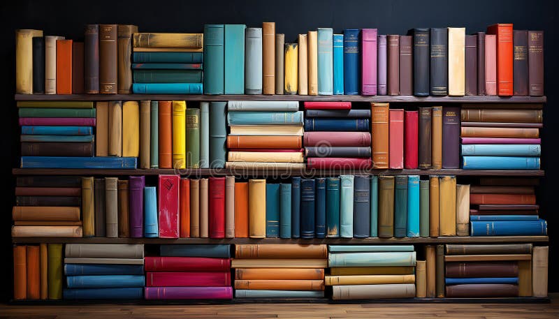 Abstract Hypnotic Illusion of Beautiful Bookshelf in Home Library ...