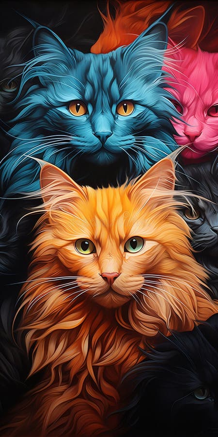 Abstract Hypnotic Illusion of Cat Figures. Generative Ai Stock ...