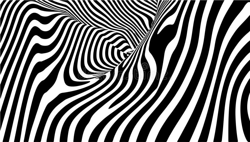 Abstract Hypnotic Pattern with Black-white Striped Lines. Psychedelic ...