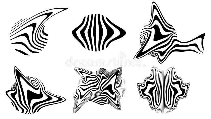 Abstract Hypnotic Wavy Stripe Pattern. Distorted Striped Shape. Black ...