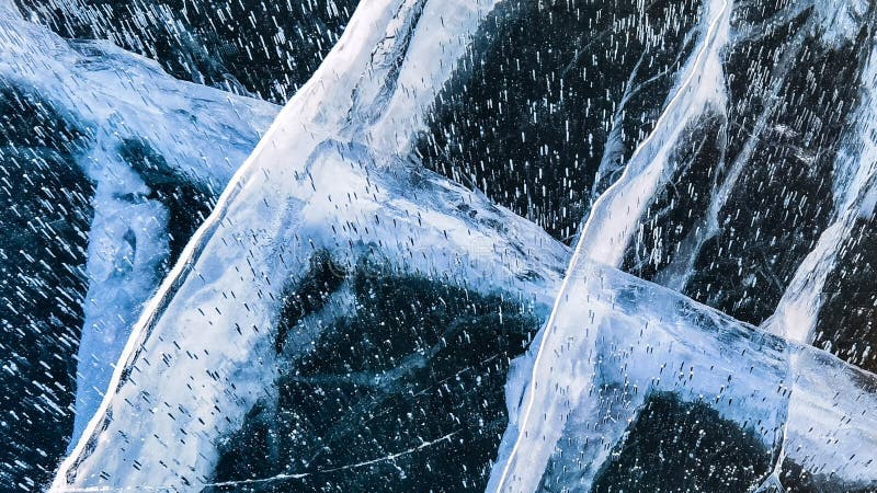 Abstract Ice Background. Blue Background with Cracks on the Ice Surface ...
