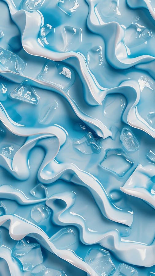 Abstract Ice and Blue Liquid Texture with Wavy Patterns Stock ...