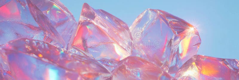 Intricate Abstract Ice Crystals Reflecting Light with Vibrant Glare in ...