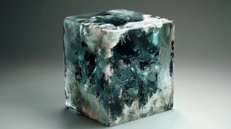 Abstract Ice Cube with Textured Surface Stock Illustration ...
