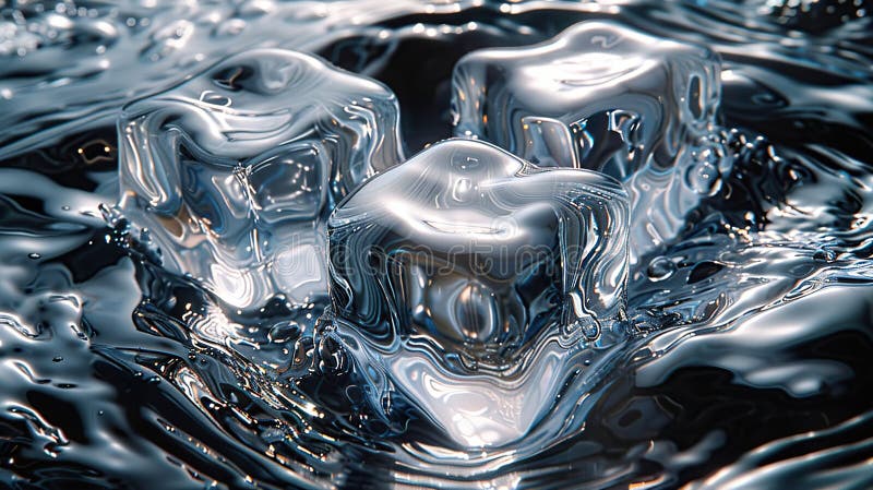 Abstract Ice Cubes Floating on Water Stock Illustration - Illustration ...
