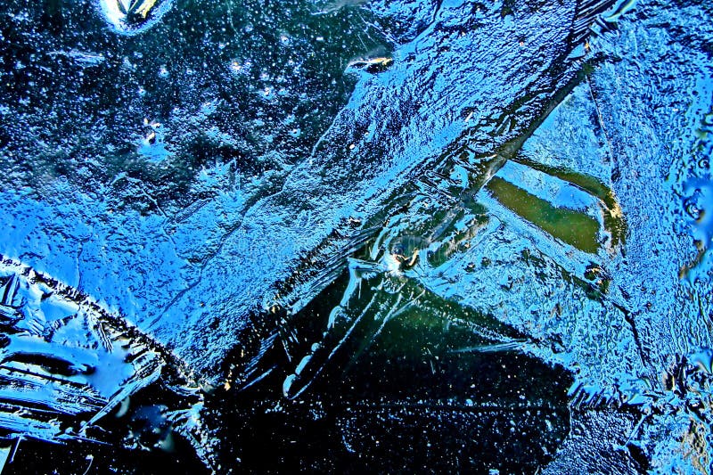 Abstract Ice Pattern and Drawing Appearing on the Surface of the Water ...