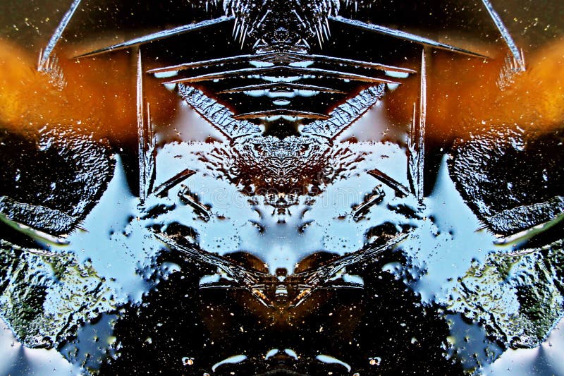 Abstract Ice Pattern and Drawing Appearing on the Surface of the Water ...