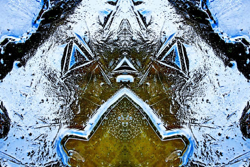 Abstract Ice Pattern and Drawing Appearing on the Surface of the Water ...