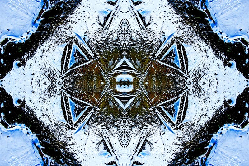 Abstract Ice Pattern and Drawing Appearing on the Surface of the Water ...