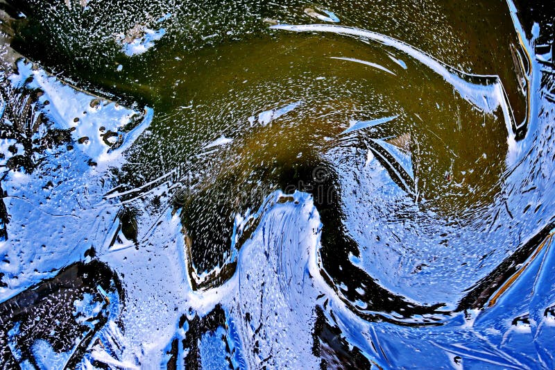 Abstract Ice Pattern and Drawing Appearing on the Surface of the Water ...