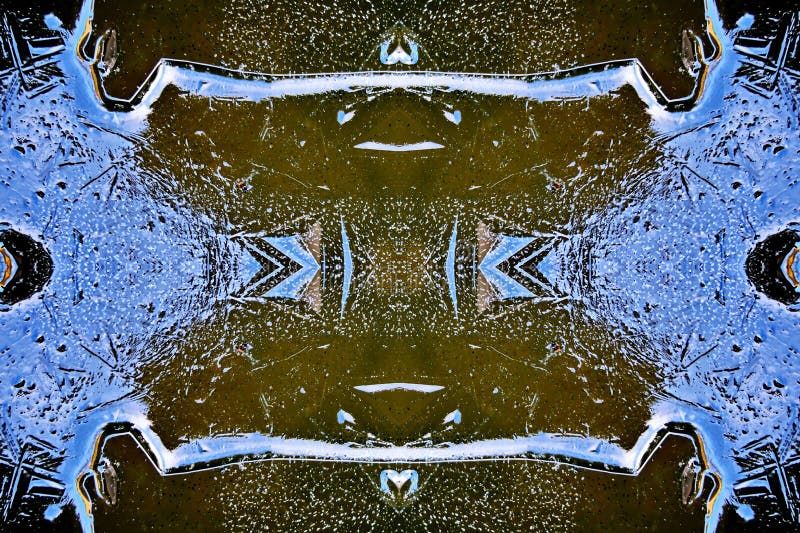 Abstract Ice Pattern and Drawing Appearing on the Surface of the Water ...