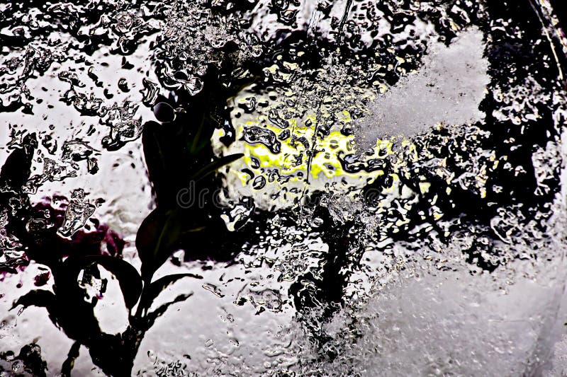 Abstract Ice Pattern and Drawing Appearing on the Surface of the Water ...