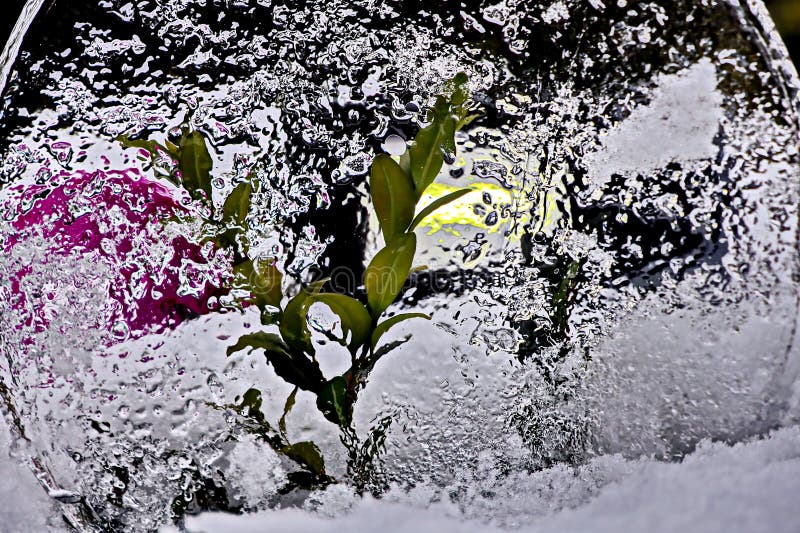 Abstract Ice Pattern and Drawing Appearing on the Surface of the Water ...