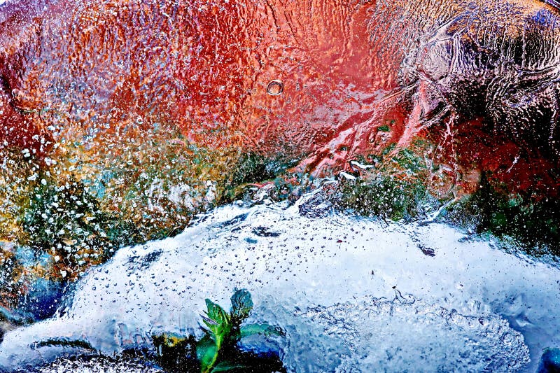 Abstract Ice Pattern and Drawing Appearing on the Surface of the Water ...