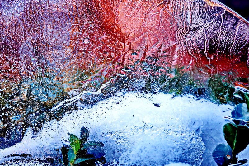 Abstract Ice Pattern and Drawing Appearing on the Surface of the Water ...