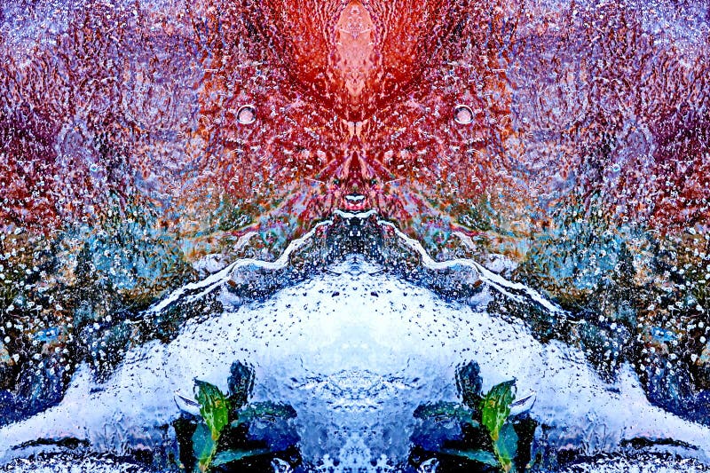 Abstract Ice Pattern and Drawing Appearing on the Surface of the Water ...