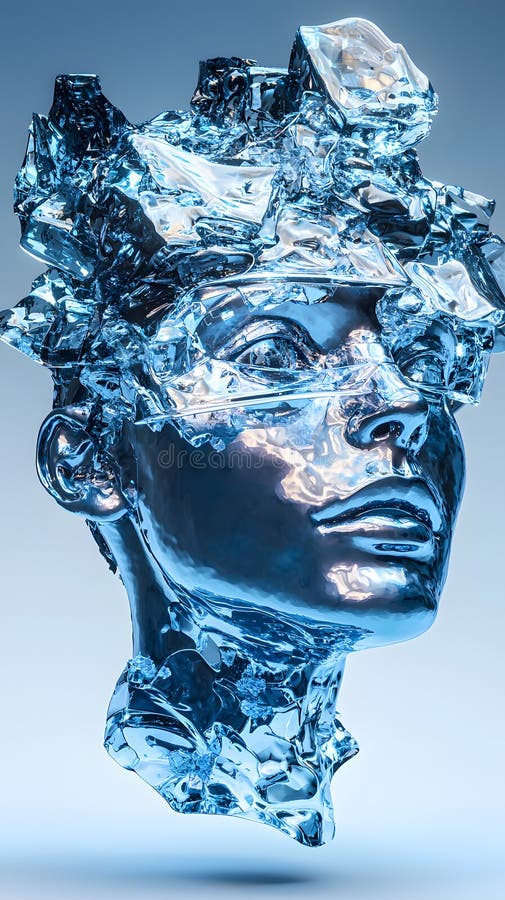 Abstract Ice Sculpture of a Human Face Stock Photo - Image of medium ...