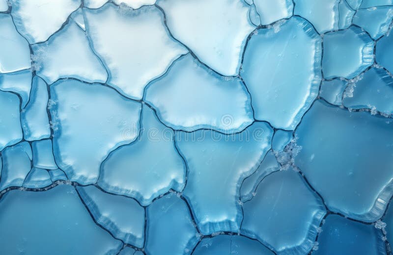 Abstract Ice Texture. Blue Ice Surface with Visible Cracks, Fractured ...