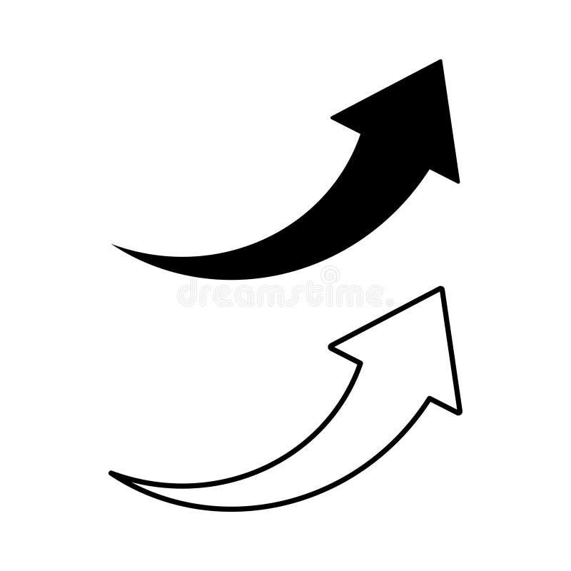 Abstract Icon with Black Arrow Curve on White Background. Arrow Pointer ...