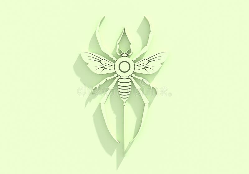 Abstract Icon of Bug with Wings and Long Sting. Minimalistic Flat ...