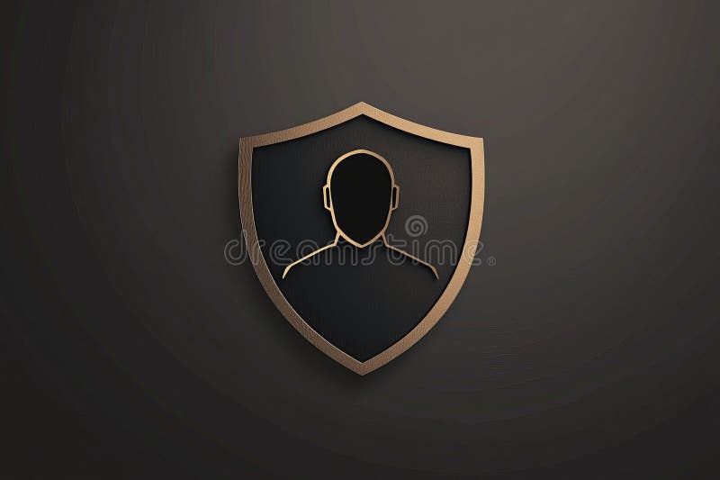 Abstract Icon of a Faceless Figure within a Shield Design Stock ...