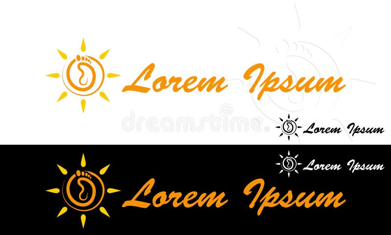 Abstract Icon with Foot and Sun Depicting Recreational Activities on ...