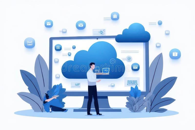 Abstract Icon Representation of Remote Desktop Hosting Stock ...