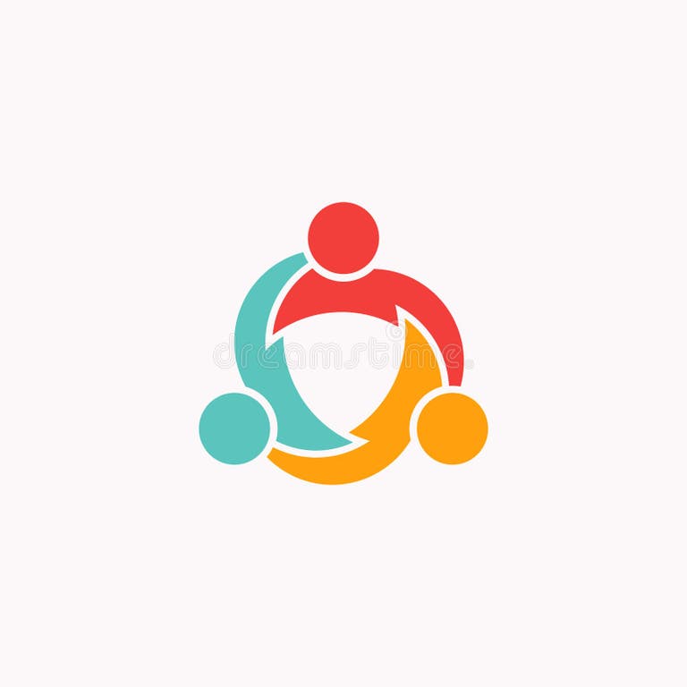 Abstract Icon Teamwork Unity Logo - Three Interlinked Colorful Figures ...