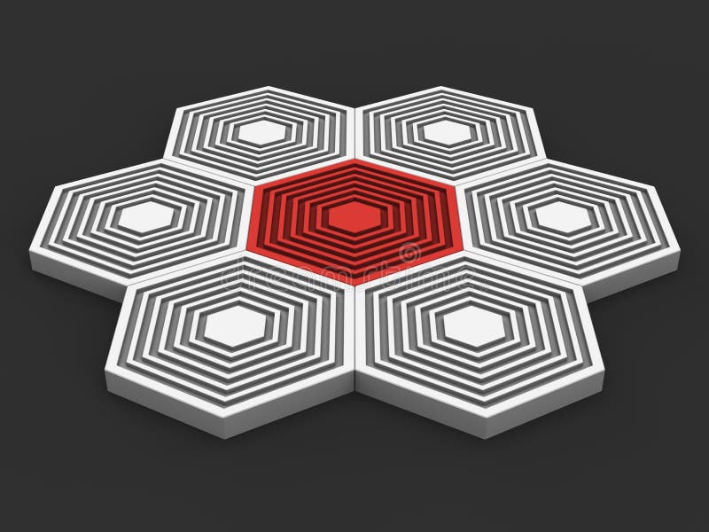 Abstract Iconic Hexagon Shapes - Red and White Stock Illustration ...