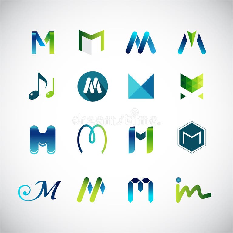 Abstract Icons Based on the Letter M Stock Vector - Illustration of ...