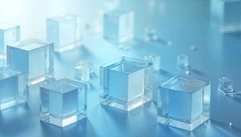 Abstract Icy Blue Geometric Shapes Form Elegant Pattern. Translucent ...