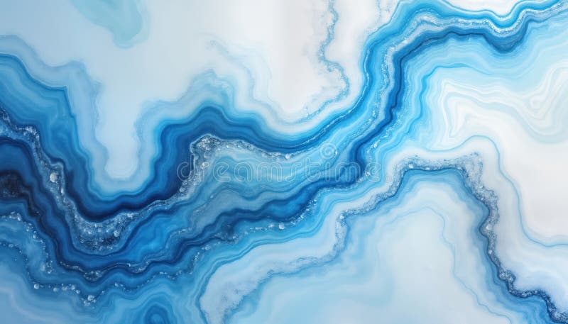 Abstract Icy Blue and White Marble Pattern. Smooth Flowing Lines Create ...