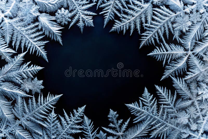 A Frame of a Frosty Pattern on a Black Background. a Frame with an ...