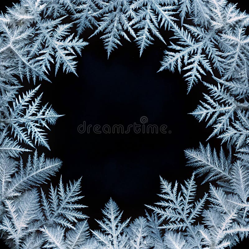 A Frame of a Frosty Pattern on a Black Background. a Frame with an ...