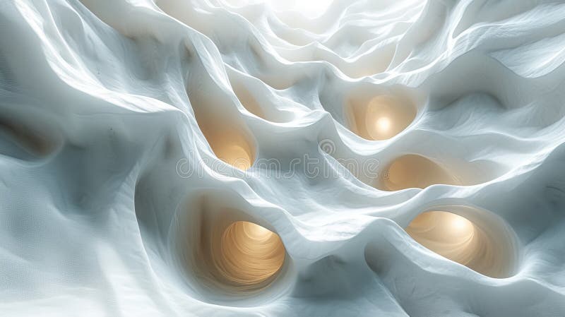 Abstract Icy Landscape with Glowing Cave-like Formations Stock Image ...
