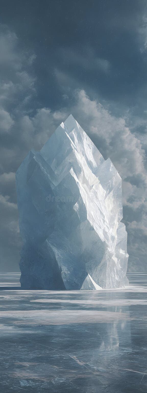 Abstract Ice Crystal Formation on Reflective Water Surface Under Starry ...