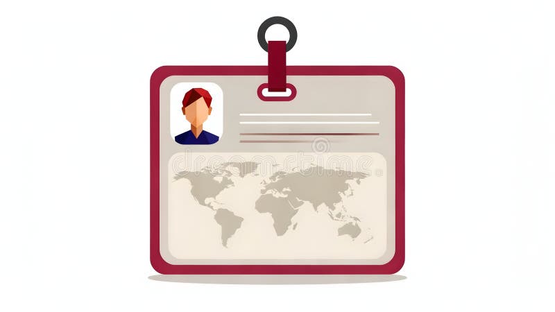 Abstract Id Badge with Person Image and World Map Stock Illustration ...