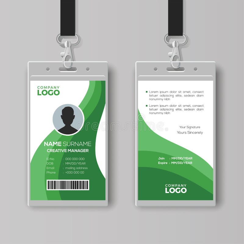 Creative Green ID Card Design Template Stock Vector - Illustration of ...