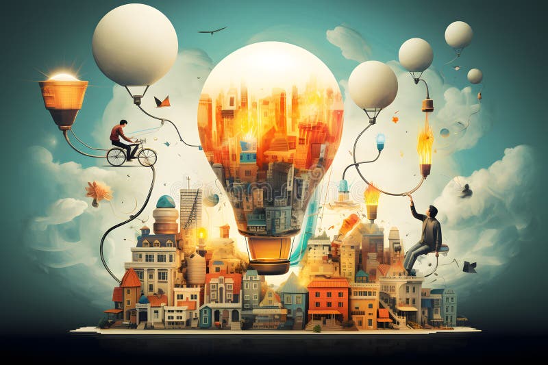 An Abstract Idea for a Creative Town Full of New Inventions and Ideas ...