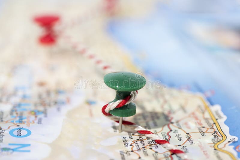 Abstract Idea of Summer Vacation. Marked Points on Map Stock Photo ...