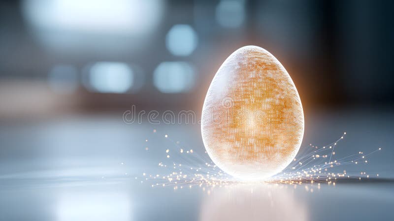 Abstract Illuminated Egg with High-tech Details and Sparkling Data ...