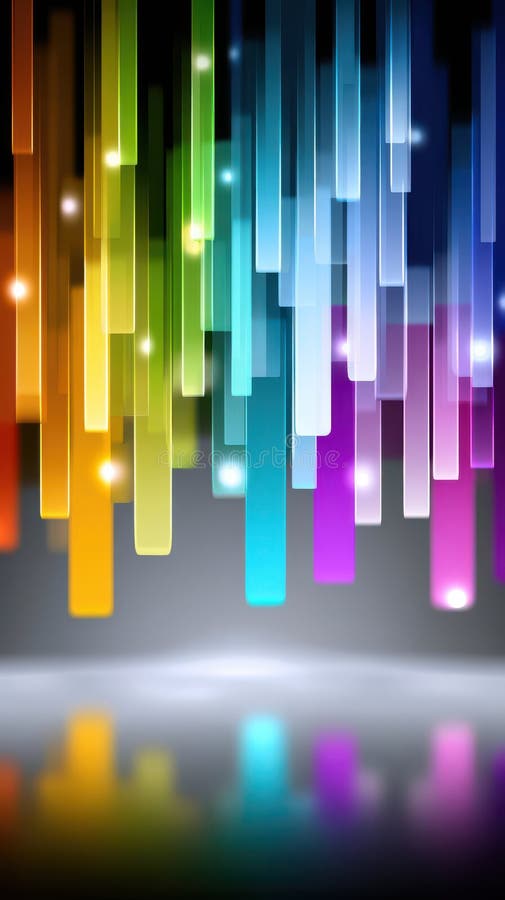 Abstract Illuminated Geometric Shapes Cascade in Vibrant Spectrum of ...