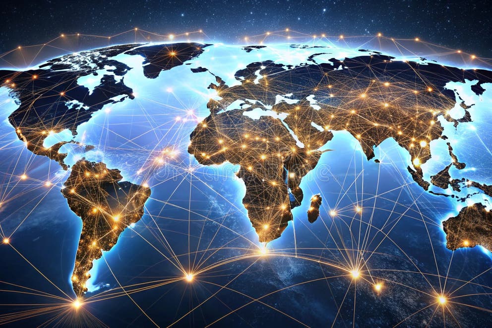 Illuminated Global Connectivity Map Generative Ai Stock Illustration ...