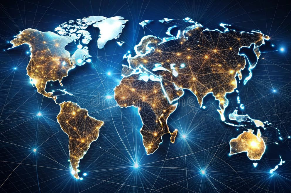 Illuminated Global Connectivity Map Generative Ai Stock Illustration ...
