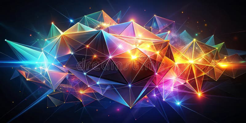 Abstract Illuminated Polygonal Structure, a Vibrant Network of ...