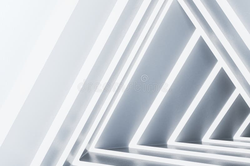 Abstract Illuminated Wide Triangular Interior. Design Concept. 3D ...