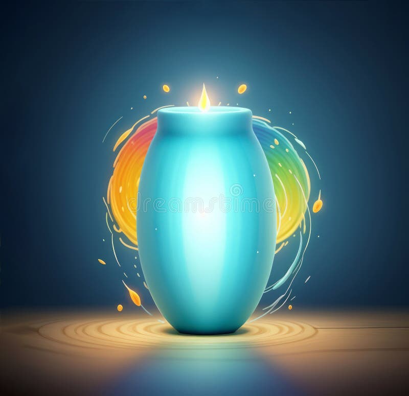 Abstract Illusion - Vase on Blue Green Multicolor Background. Strange Beautiful Geometry with ...