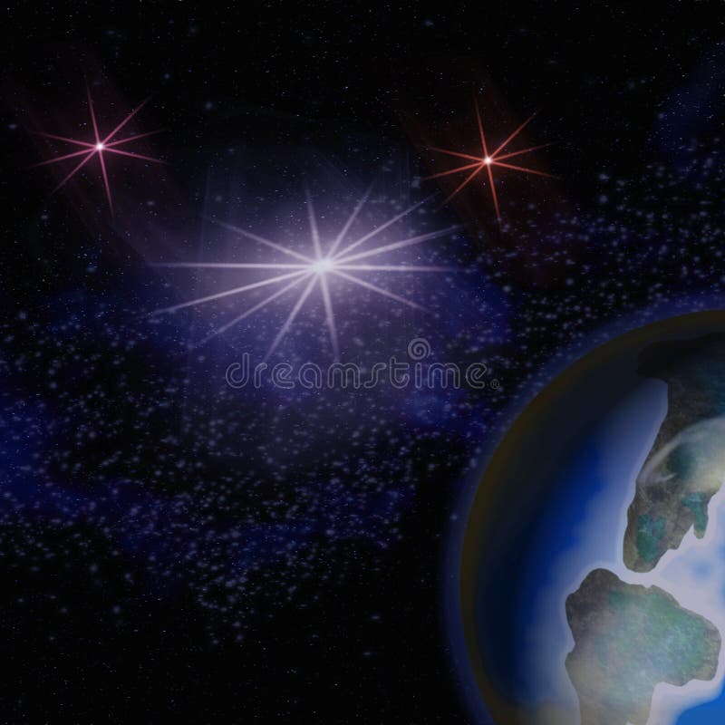 Abstract Illustrated Image of Planet Earth in Open Space between Stock ...