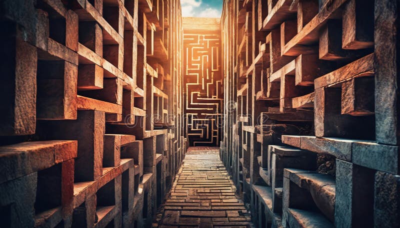 Abstract Illustrated Labyrinth Stock Illustration - Illustration of ...