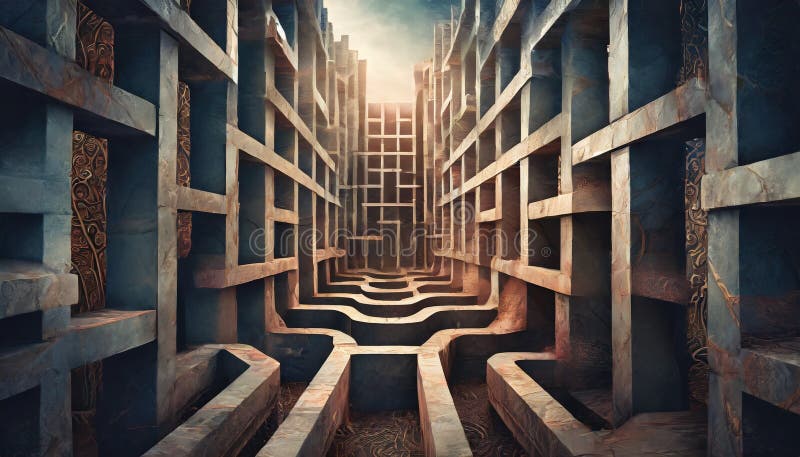 Abstract Illustrated Labyrinth Stock Illustration - Illustration of ...